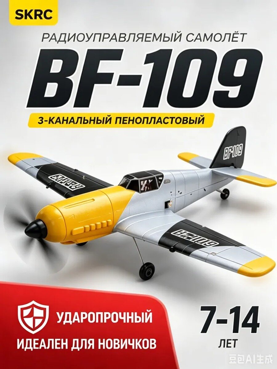 Игрушечный самолет Volantexrc BF109 RC Plane 400 мм с дистанционным управлением, пилотажный полет RTF