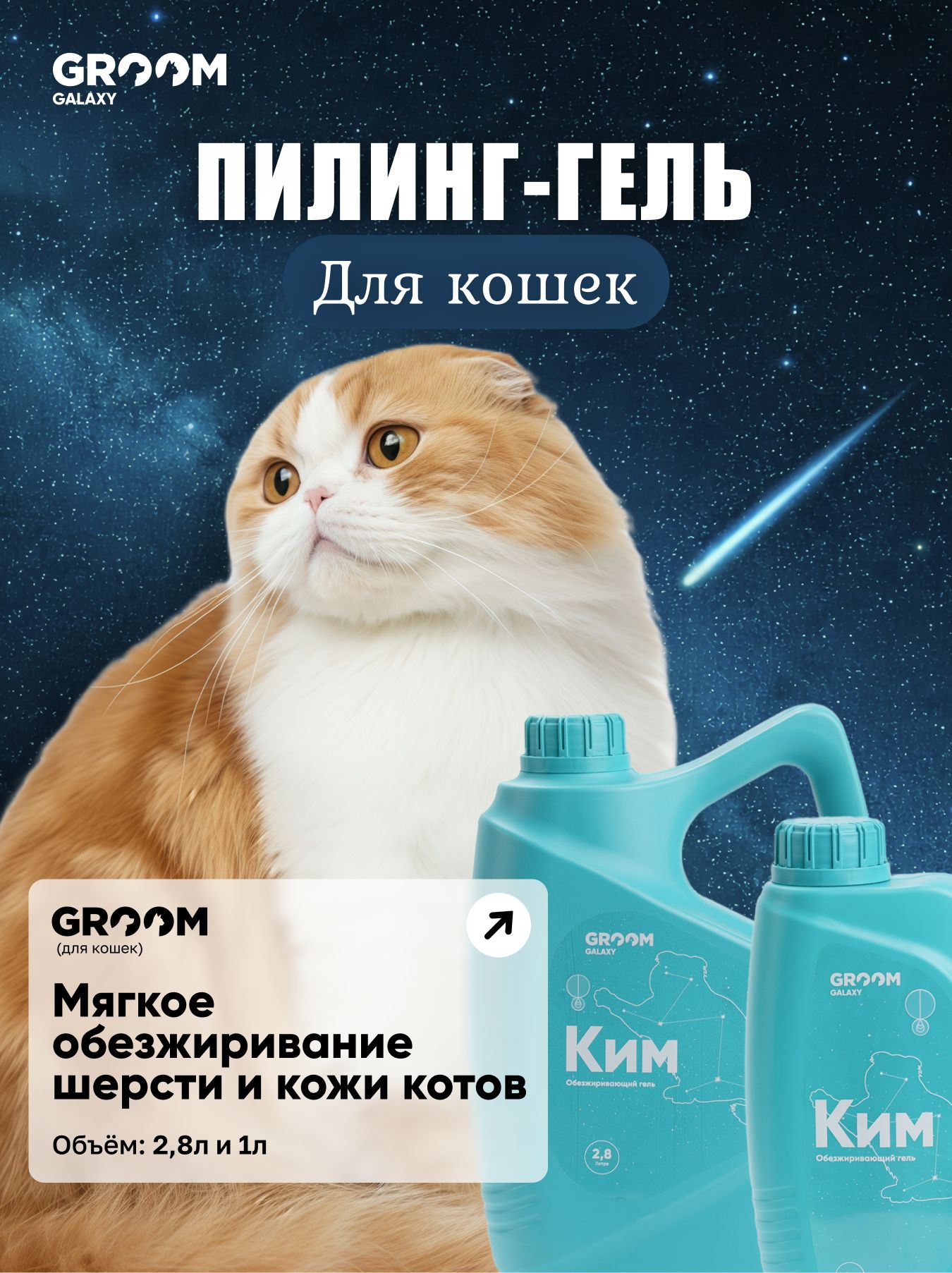 Обезжиривающий пилинг-гель для кошек Ким GROOM 2,8л.