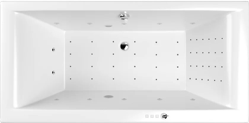 Акриловая ванна WHITECROSS Savia Duo NANO 170x80, с каркасом, пристенная, белая, глянцевая, со сливом-переливом, прямоугольная, с гидромассажем
