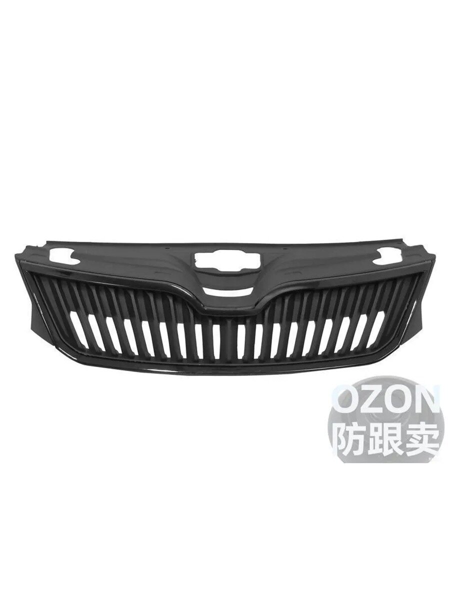 Решетка радиатора Skoda Rapid 2012-2020 черная с молдингом, 1 шт.