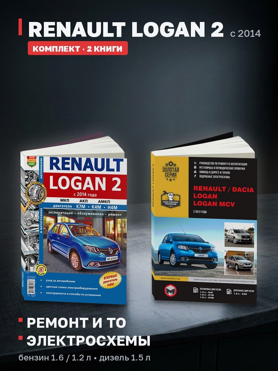 Комплект литературы по ремонту и обслуживанию Renault Logan 2 с 2014 года выпуска