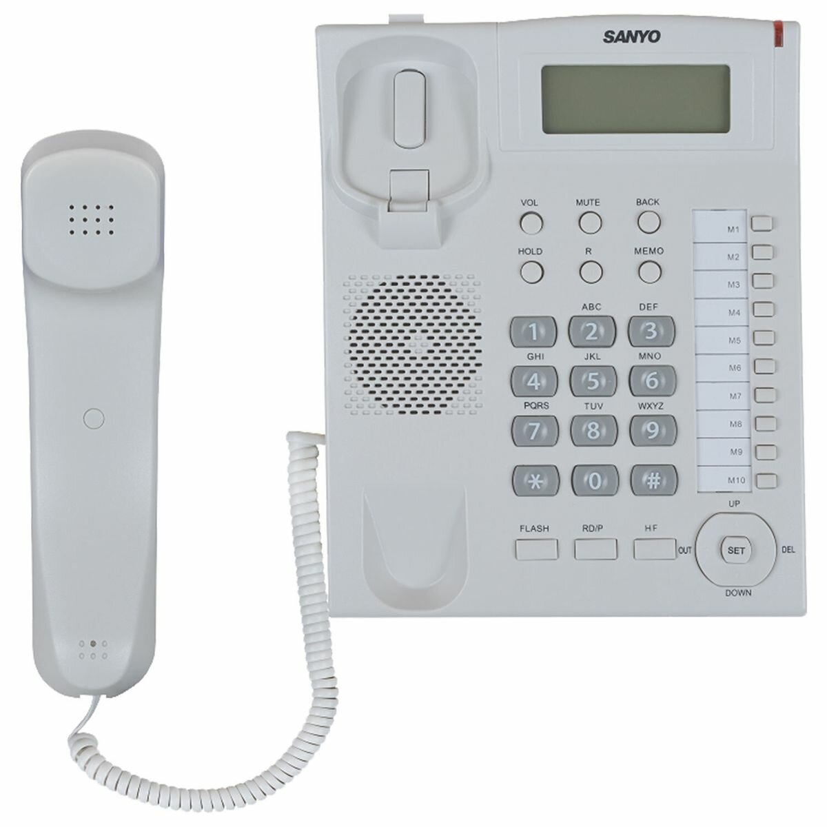 Телефон проводной SANYO RA-S517W, спикерфон, память 30 номеров, тональный / импульсный режим, белый (RA-S517W)