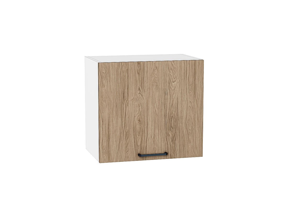 Шкаф верхний горизонтальный Флэт, цвет фасада Natural Casella Oak 2S, цвет каркаса Белый, 458*500*318 (В*Ш*Г) мм