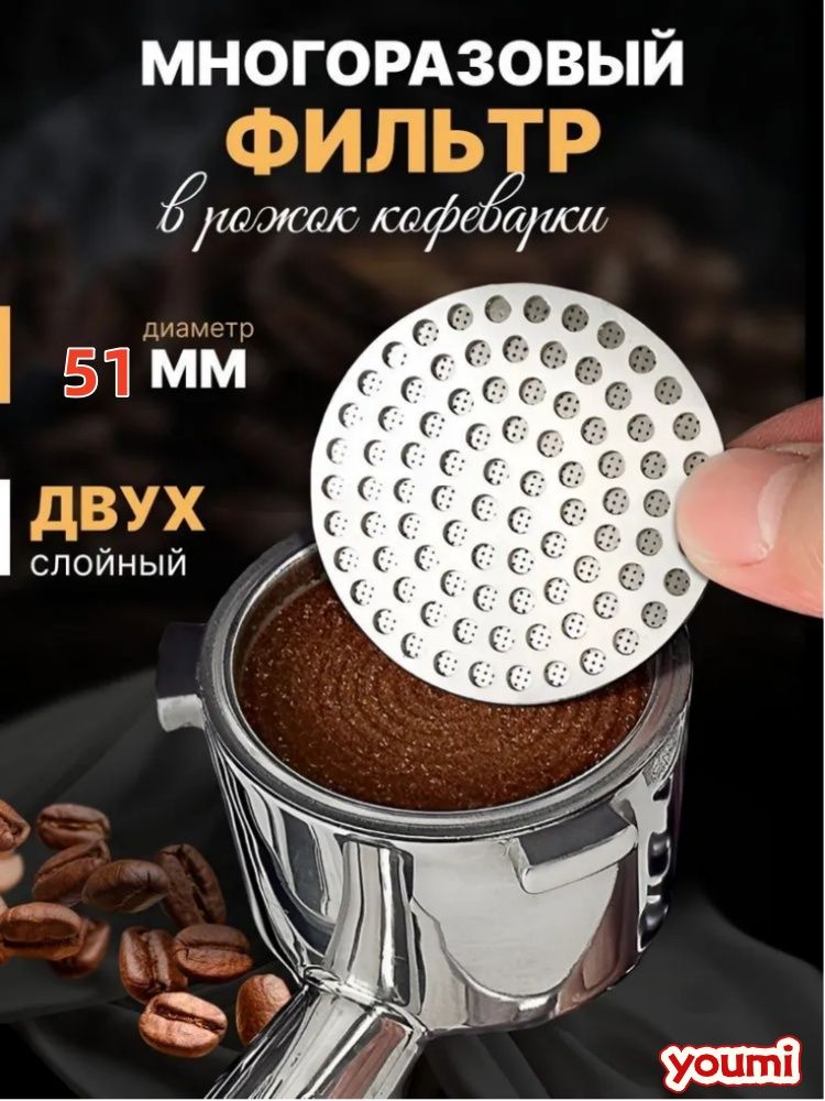 Фильтр в рожок кофеварки многоразовый 51 мм-1 шт