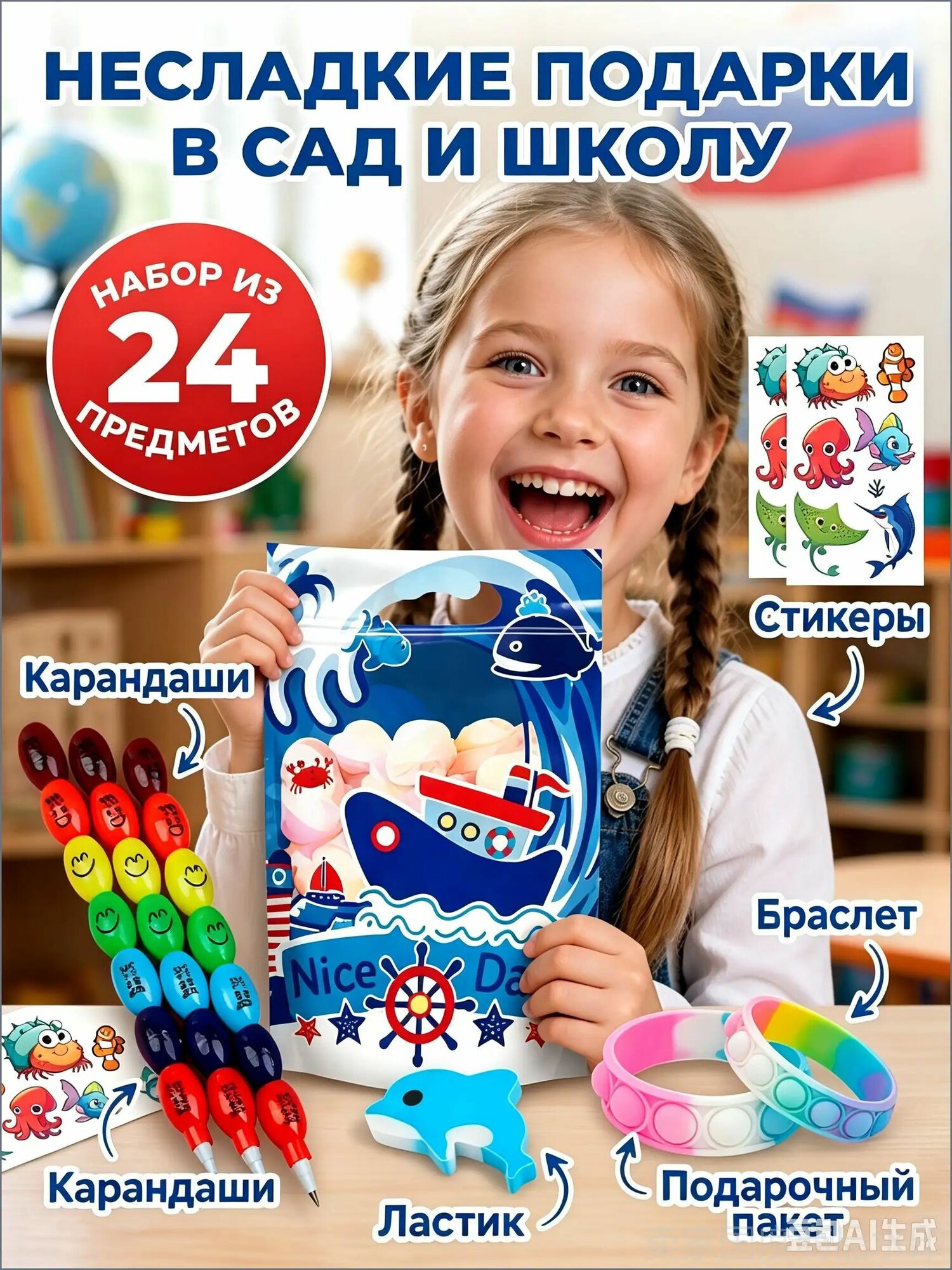 Несладкие наборы для угощения в детский сад и школу 24 шт