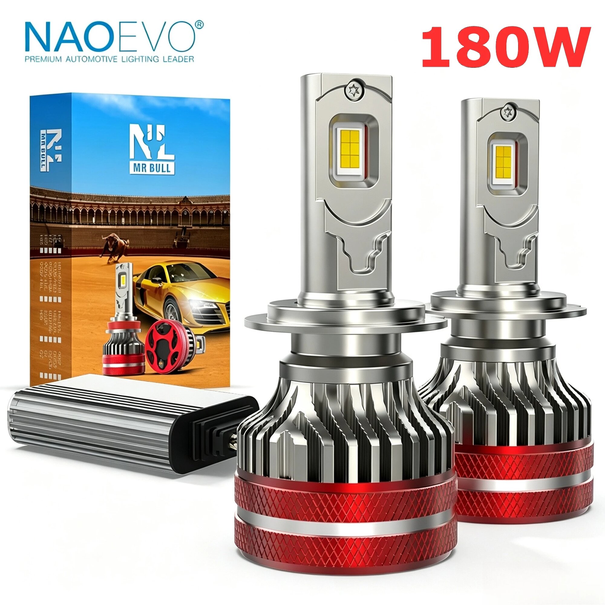 Светодиодные лампы NAOEVO NL 180W H7 H4 H11 Canbus 880 HB1 9004 HB3 9005 HB4 9006 9012 12В, H7
