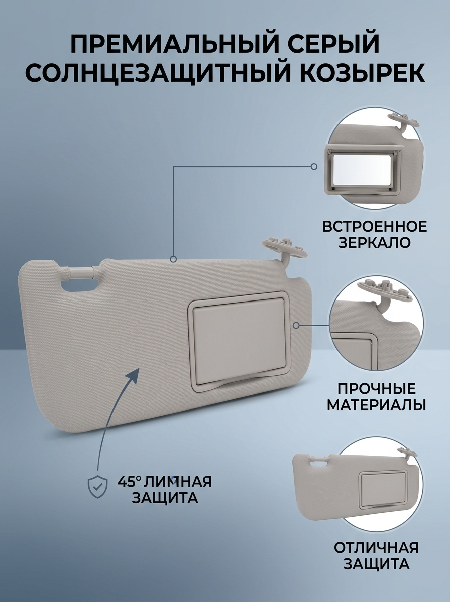 Передний правый солнцезащитный козырек 7431002G40B0, серый, для пассажирской стороны, аксессуары для салона автомобиля.