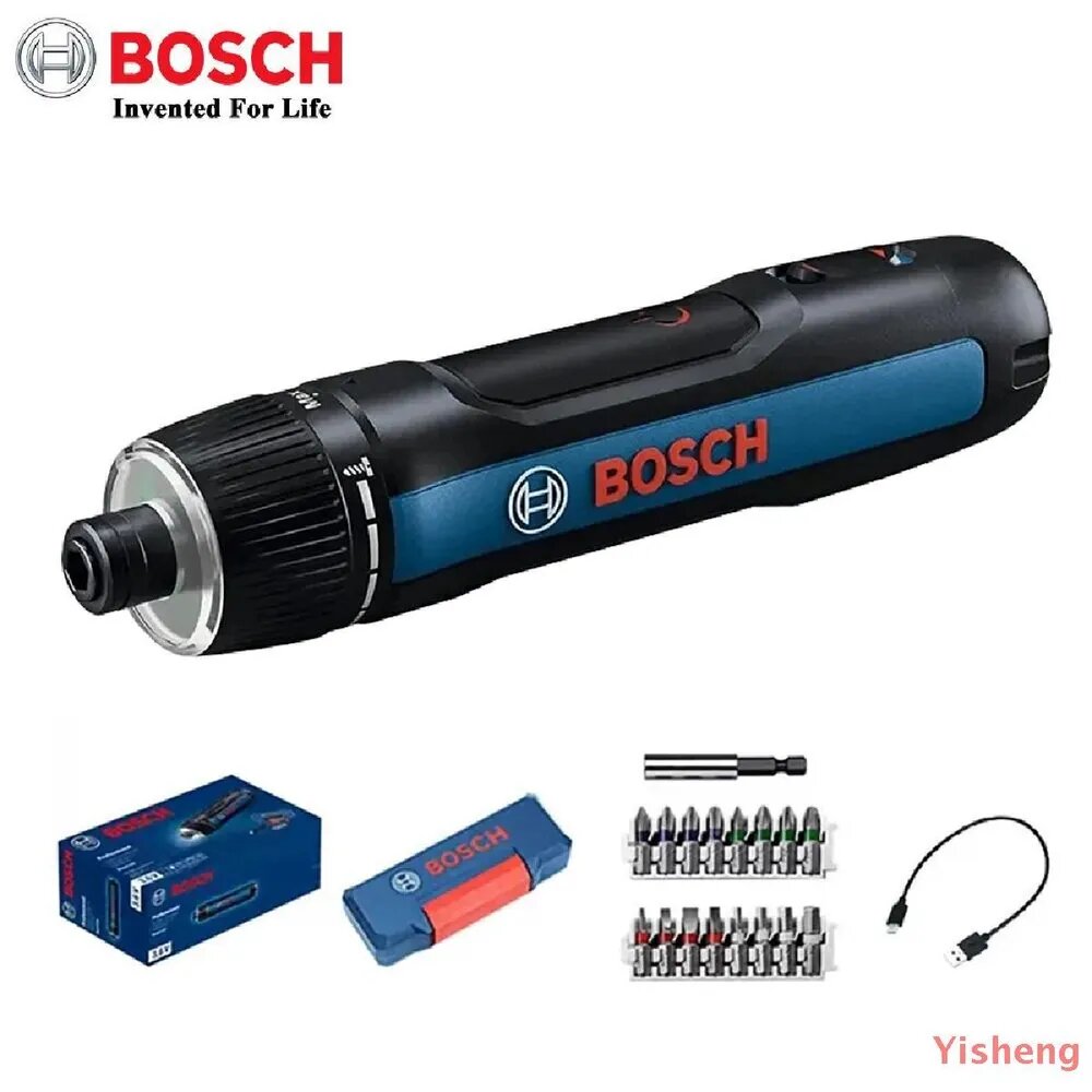Аккумуляторная отвертка Bosch GO 3 поколение,5 Нм Профессиональная версия, С удлинителем и 16 битами.