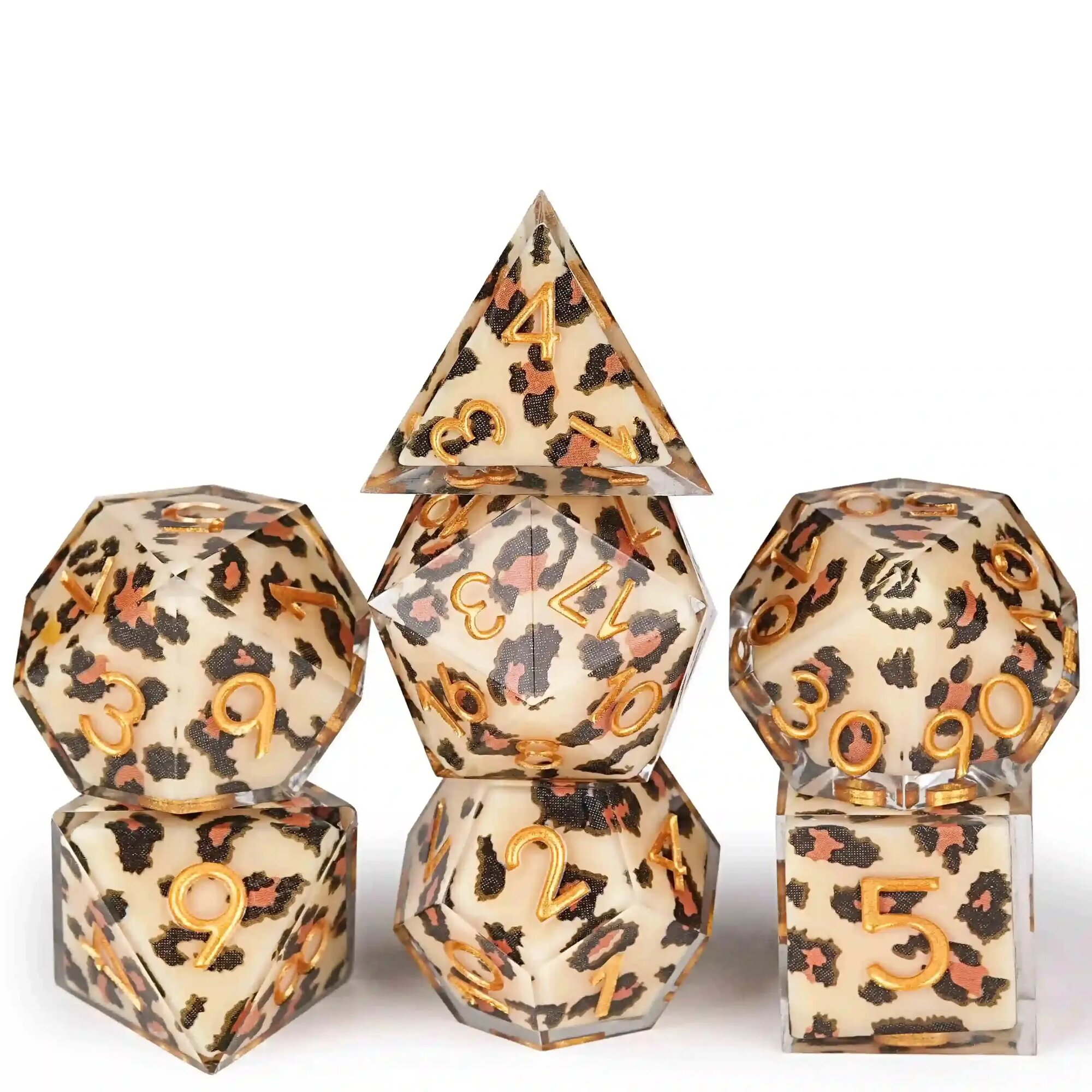 Набор кубиков DND из смолы 7 шт. с леопардовым принтом 7Pcs Set