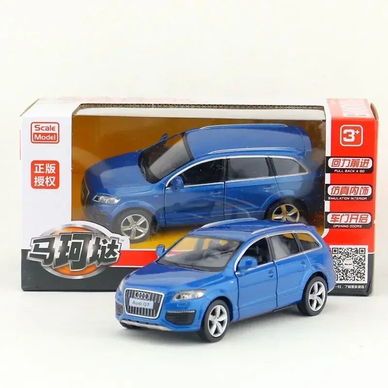 Модель автомобиля Audi Q7 синий 1:36 с коробкой