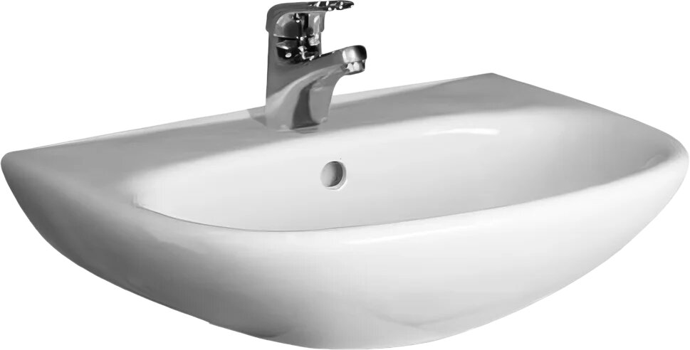 Раковина подвесная Jika Zeta 8.1039.1.000.104.9 55 фарфоровая, раковина для ванной, белая, полукруглая, со встроенным сливом-переливом