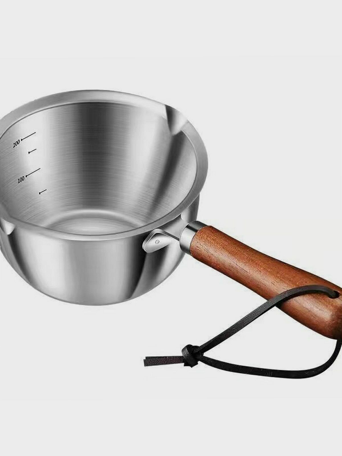 Маленькая кастрюлька из нержавеющей стали, сбрызнутая маслом, утолщенная кухонная мини-молочница, Дерево, 0.3 л