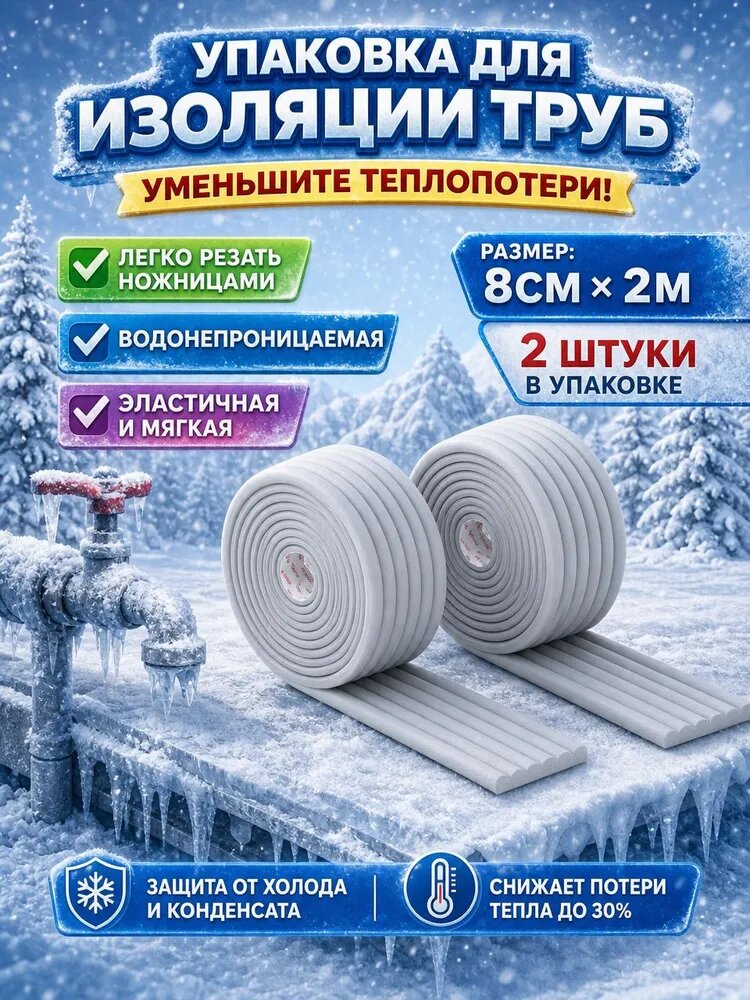 Уплотнительная самоклеящаяся лента для окон и дверей, 2 шт, теплоизоляция от сквозняков, влагозащитная