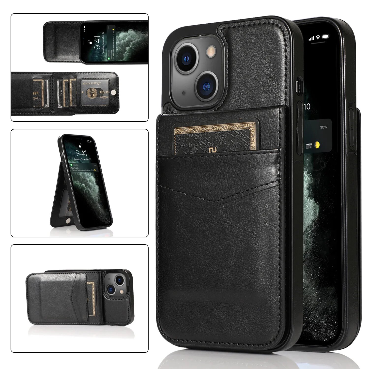 Кожаный флип-чехол Crazy Horse для Apple iPhone 17 Pro Max 17 Air Черный, iPhone 13 Pro Max, black
