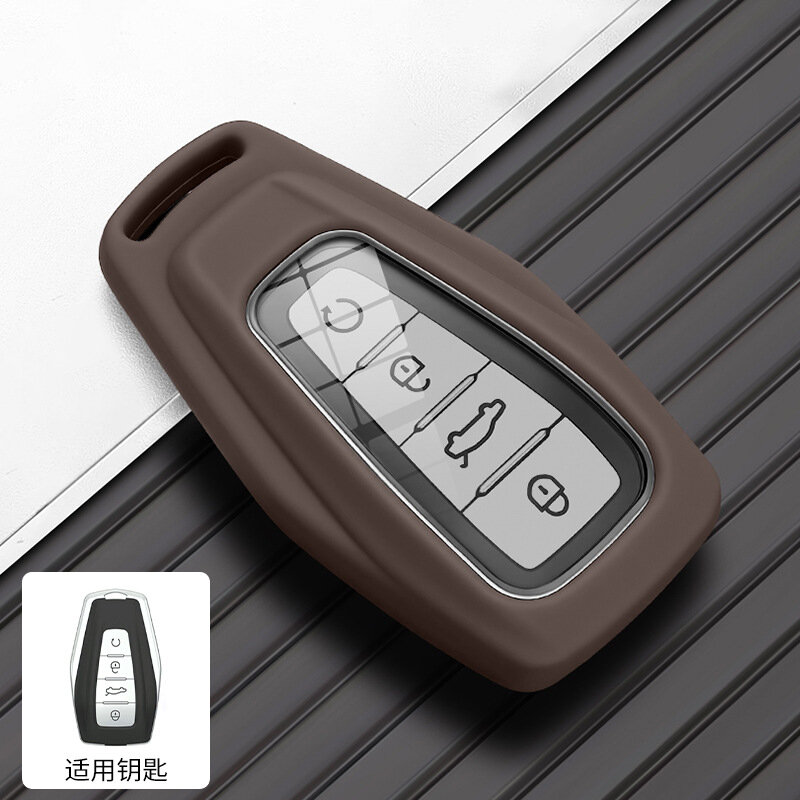 Силиконовый чехол для ключей Geely Coolray Geometry A Binyue Monjaro Boyue L Emgrand S коричневый одинарный