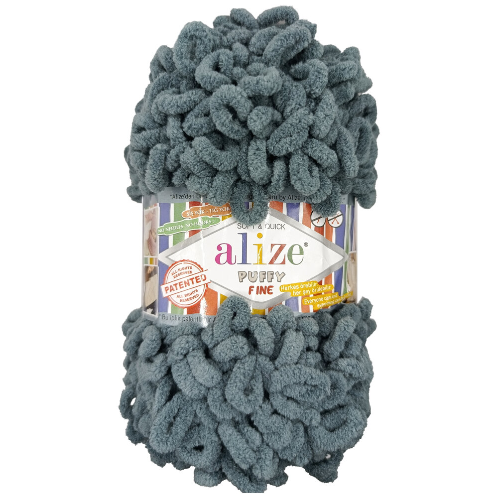 Пряжа для вязания Alize Puffy fine 87 угольно-серый 100 гр/14.5 м 100% микрополиэстер