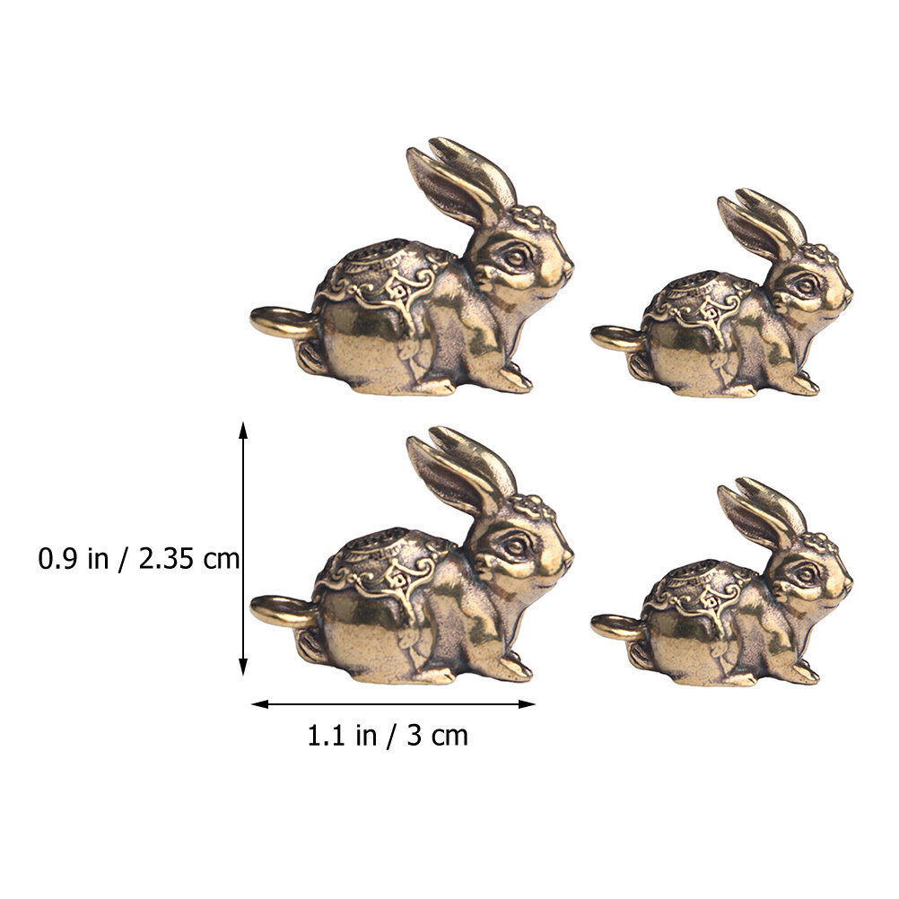 4 Штуки Подвеска Винтажного Зайца Из Латуни Для Ключей Размер 3x2.35cm