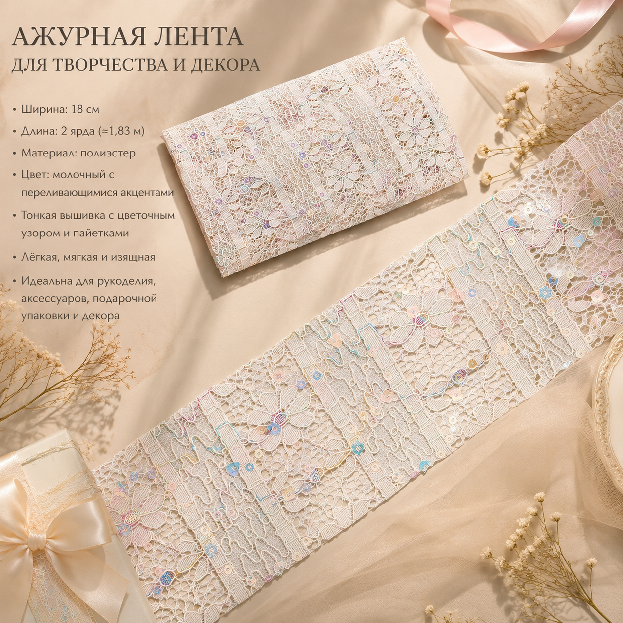 5 ярдов полиэстеровых кружевных лент с пайетками, блестящая кружевная отделка для одежды, аксессуары, лен 66 мм