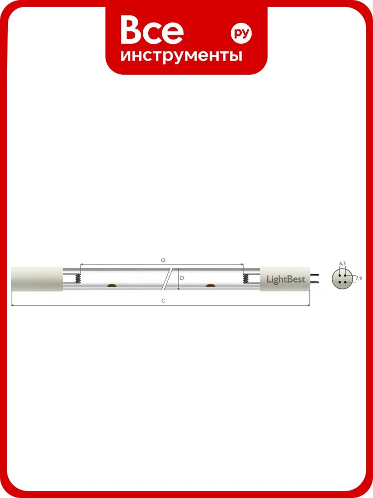 Лампа амальгамная LightBest GPHHA 1000T6L/4 207W 2,1A 700309055