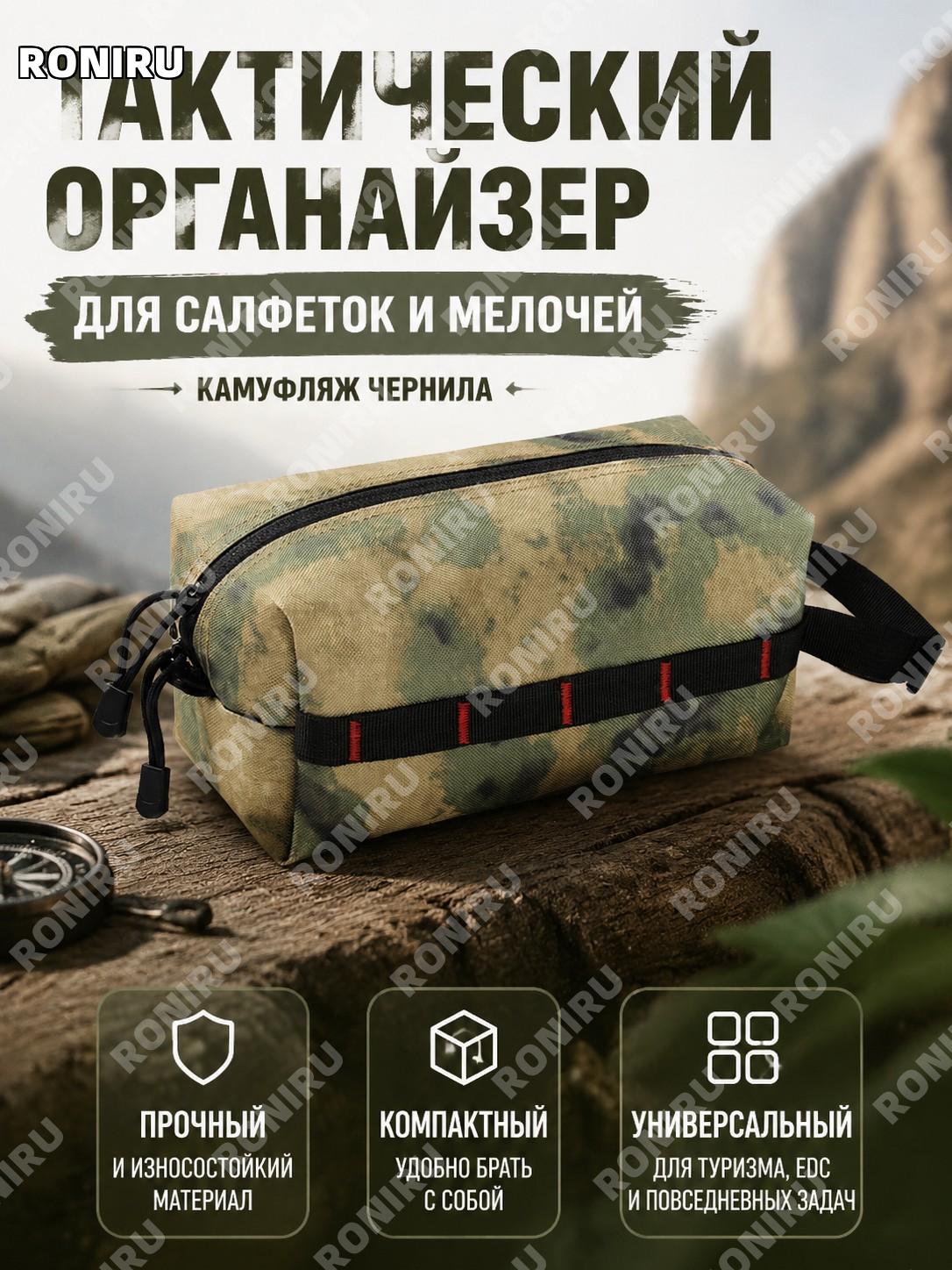 Тактическая EDC сумка для салфеток и хранения, органайзер для инструментов, цвет чернильный камуфляж, для дома