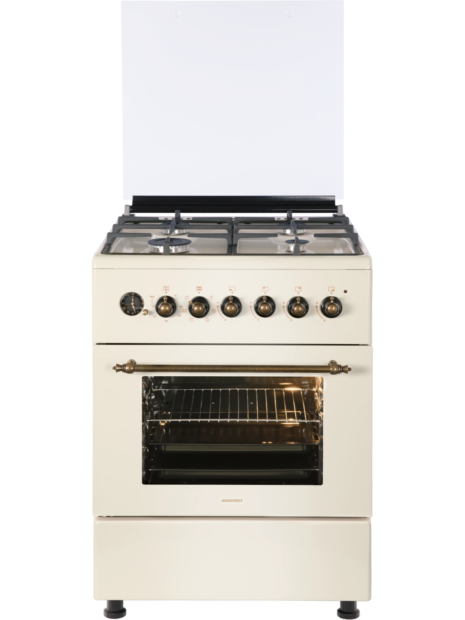 Плита газоэлектрическая NORDFROST GE 6064 YR, 4 конфорки, духовка 63 л, бежевый