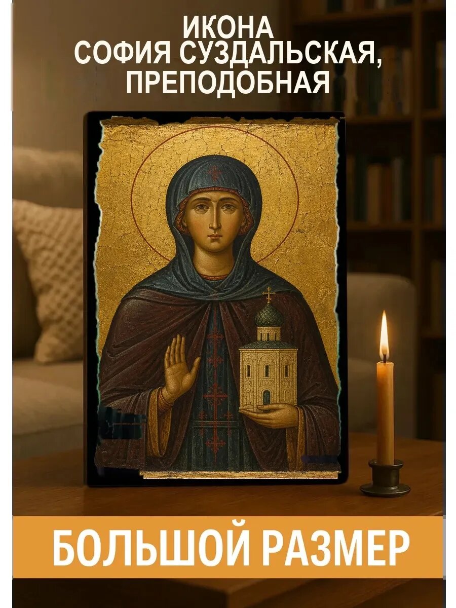 Икона София Суздальская, на дереве, 30×40 см, освящённая, ручная работа