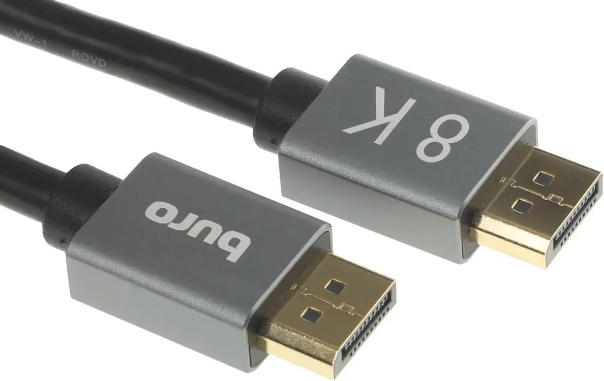 Кабель аудио-видео Buro V1.4, DisplayPort (m) - DisplayPort (m), ver 1.4, 1.5м, GOLD, черный