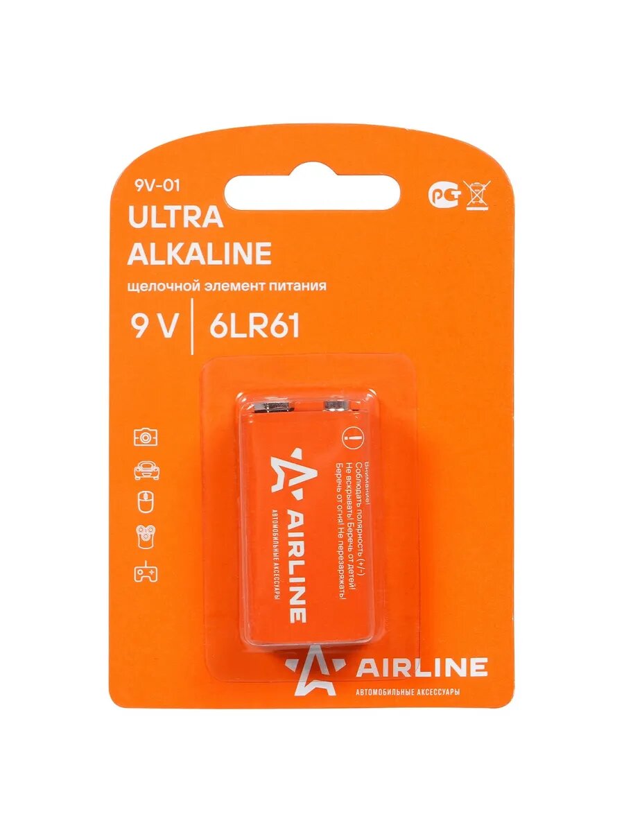 Батарейка Крона 6LR61 9V, арт. 9V-01