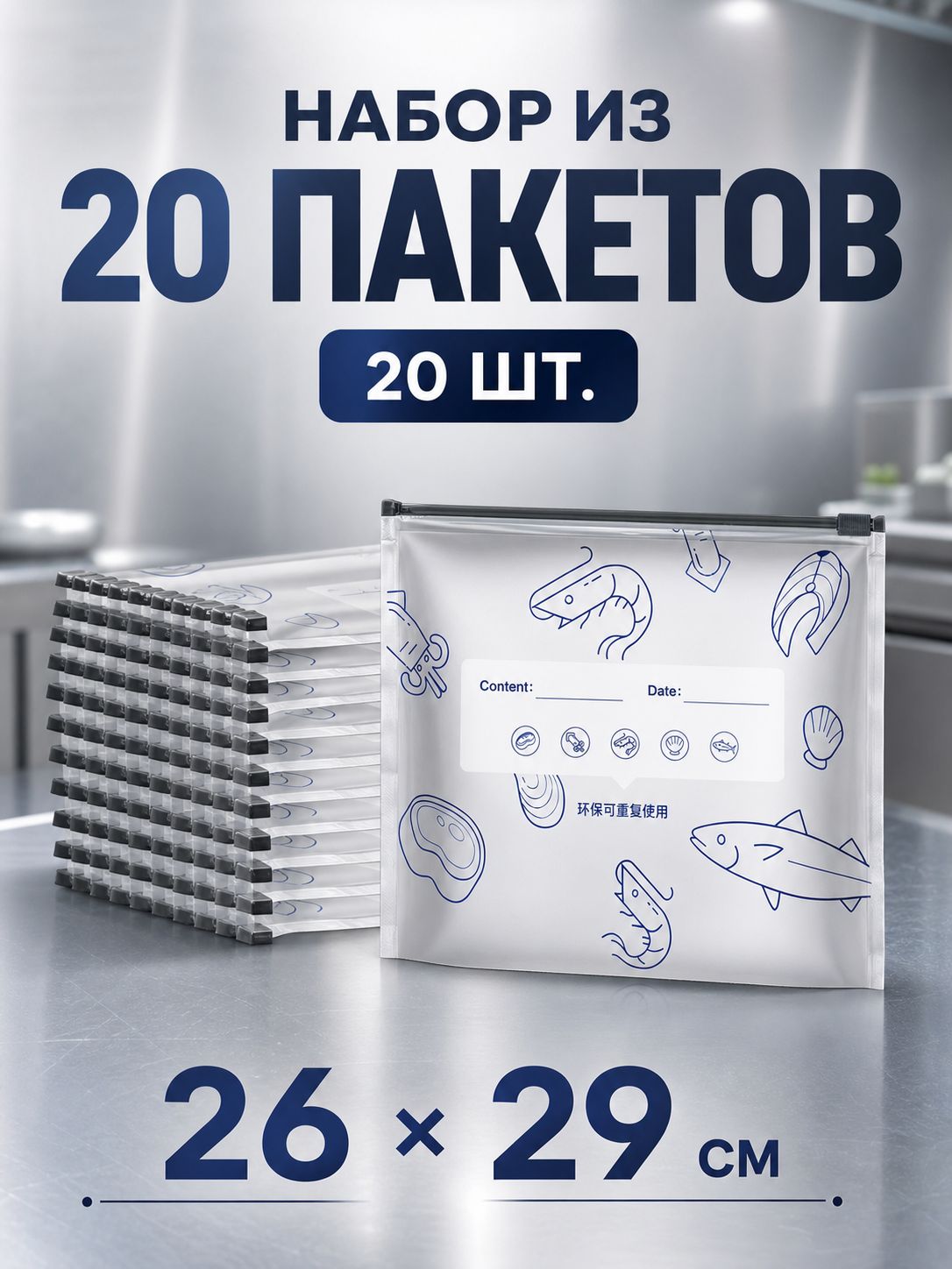 Зип пакет 29 см, 20 шт