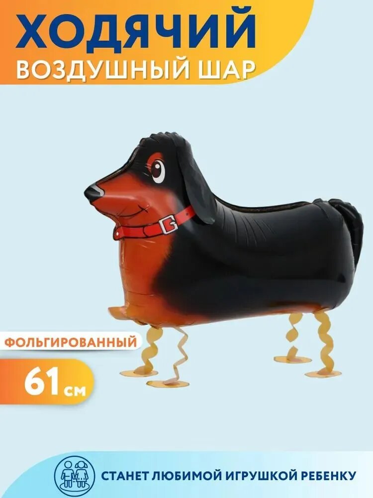 Воздушный шар мосшар ходячая фигура " Такса" , фольгированный 60 см
