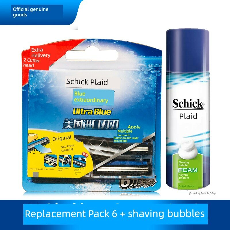 Schick Заменяемые лезвия Ультра двойное лезвие 6 шт с 50г бритьевой пены