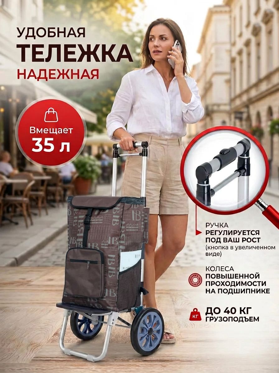 Сумка-тележка хозяйственная с кнопкой