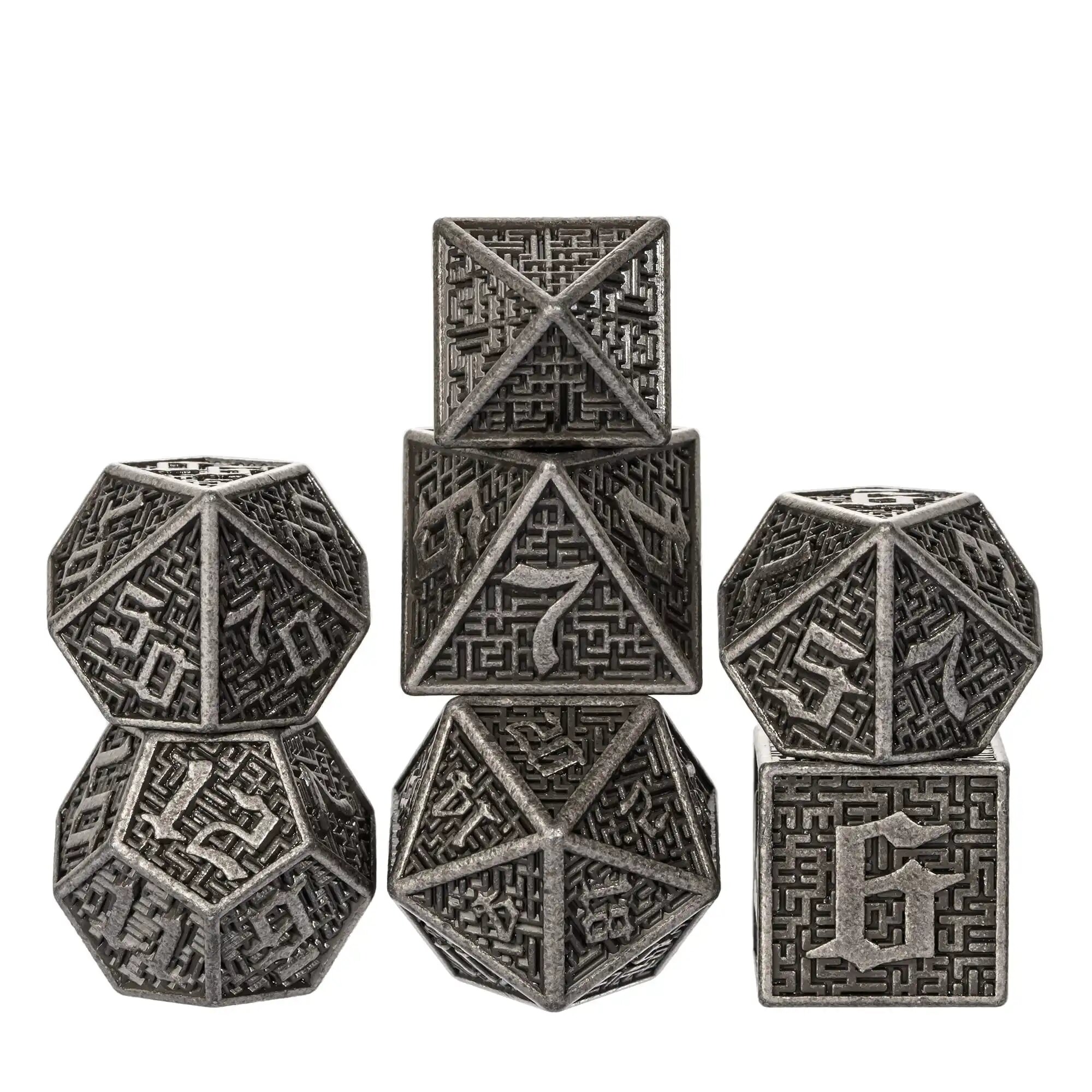 Cusdie Металлические кубики для D&D, серый, Silver