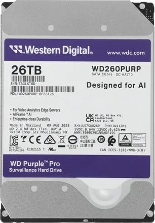 Western Digital Внутренний жесткий диск, 3.5", 7200 об/мин (WD260PURP)