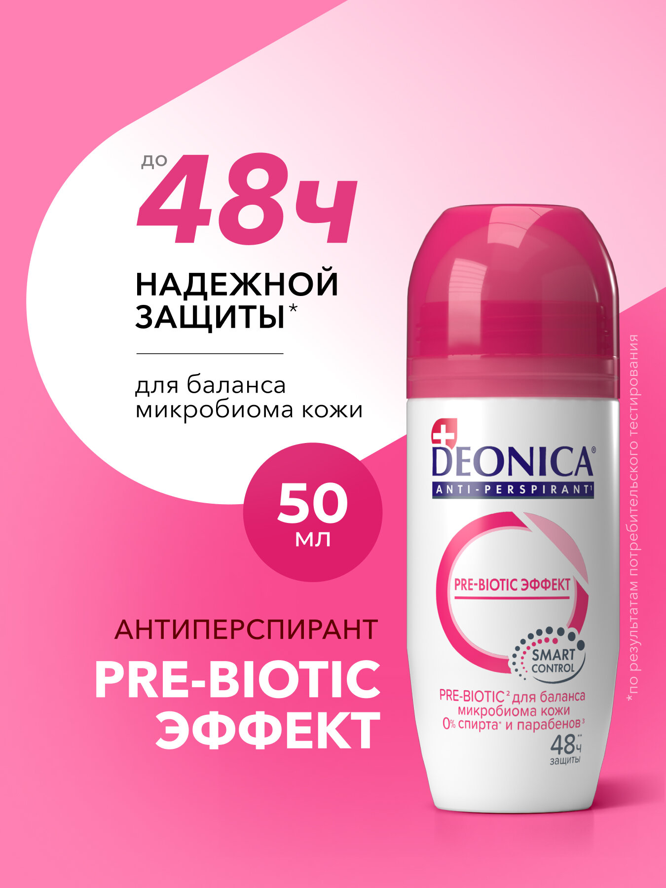 DEONICA дезодорант женский шариковый антиперспирант Pre-Biotic 50 мл