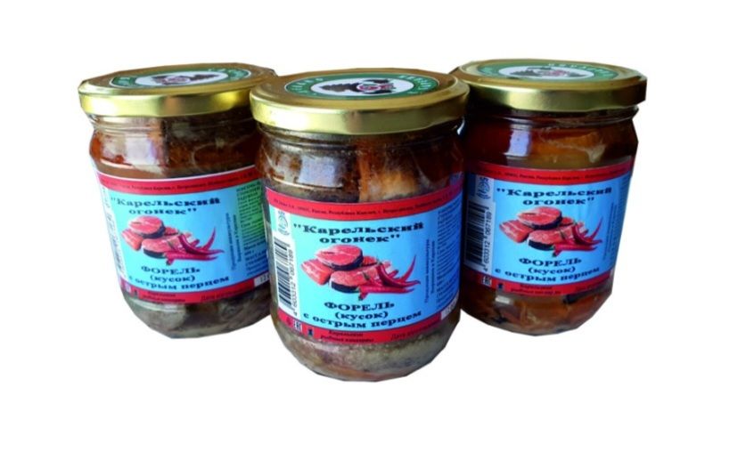 Форель карельская (кусок) с острым перцем, ст/б 500гр, 3 банки