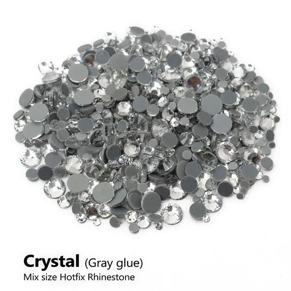 Горячие стразы TENGJIAN стекло SS6-SS30 1200 шт. Серый, Mixed size Packing 2, Crystal Gray glue