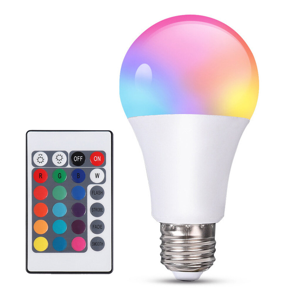 RGB-светодиодная лампочка E27 с пультом дистанционного управления, 220 В
