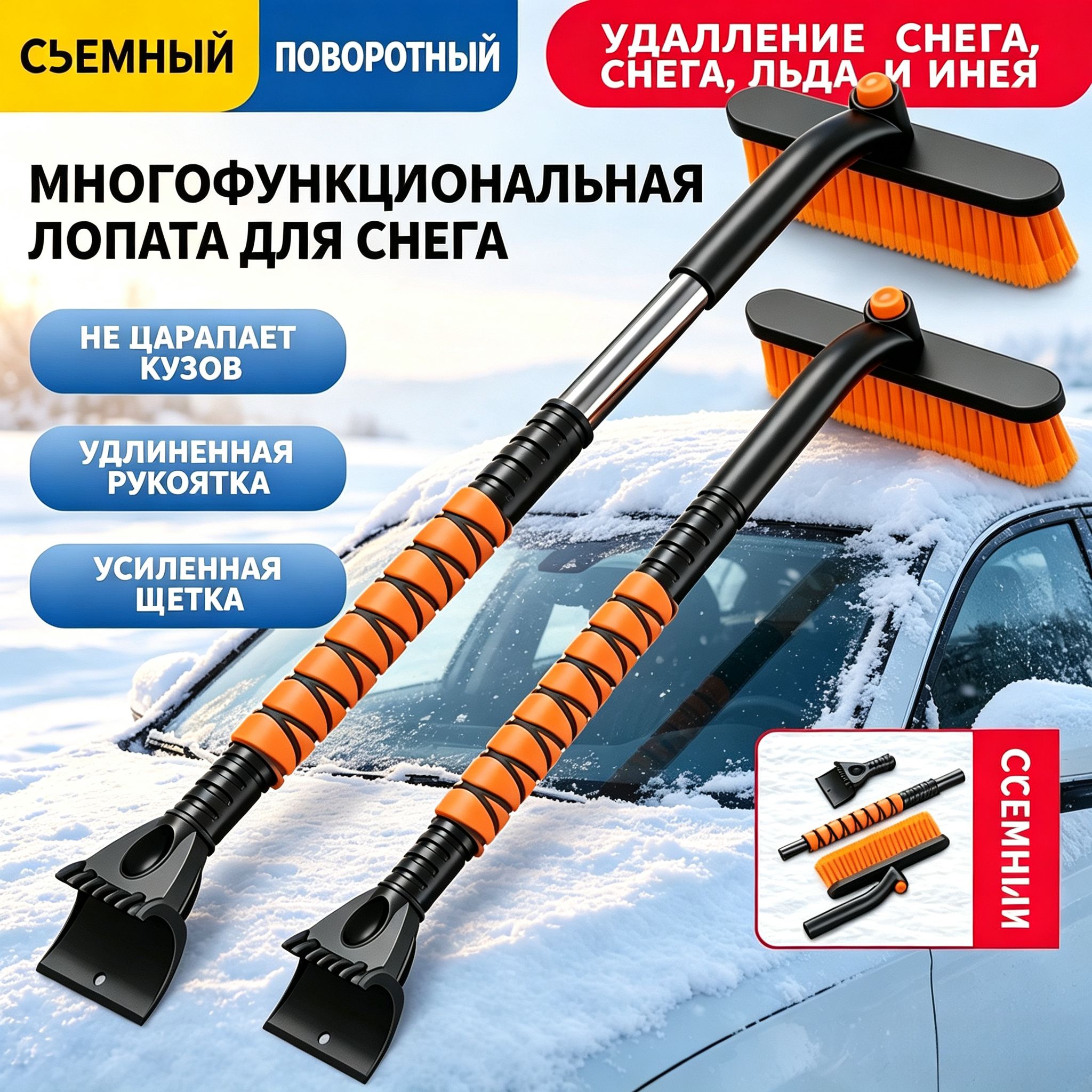 Универсальная оранжевая щетка для авто, удаление пыли и грязи, Артикул:5334996694