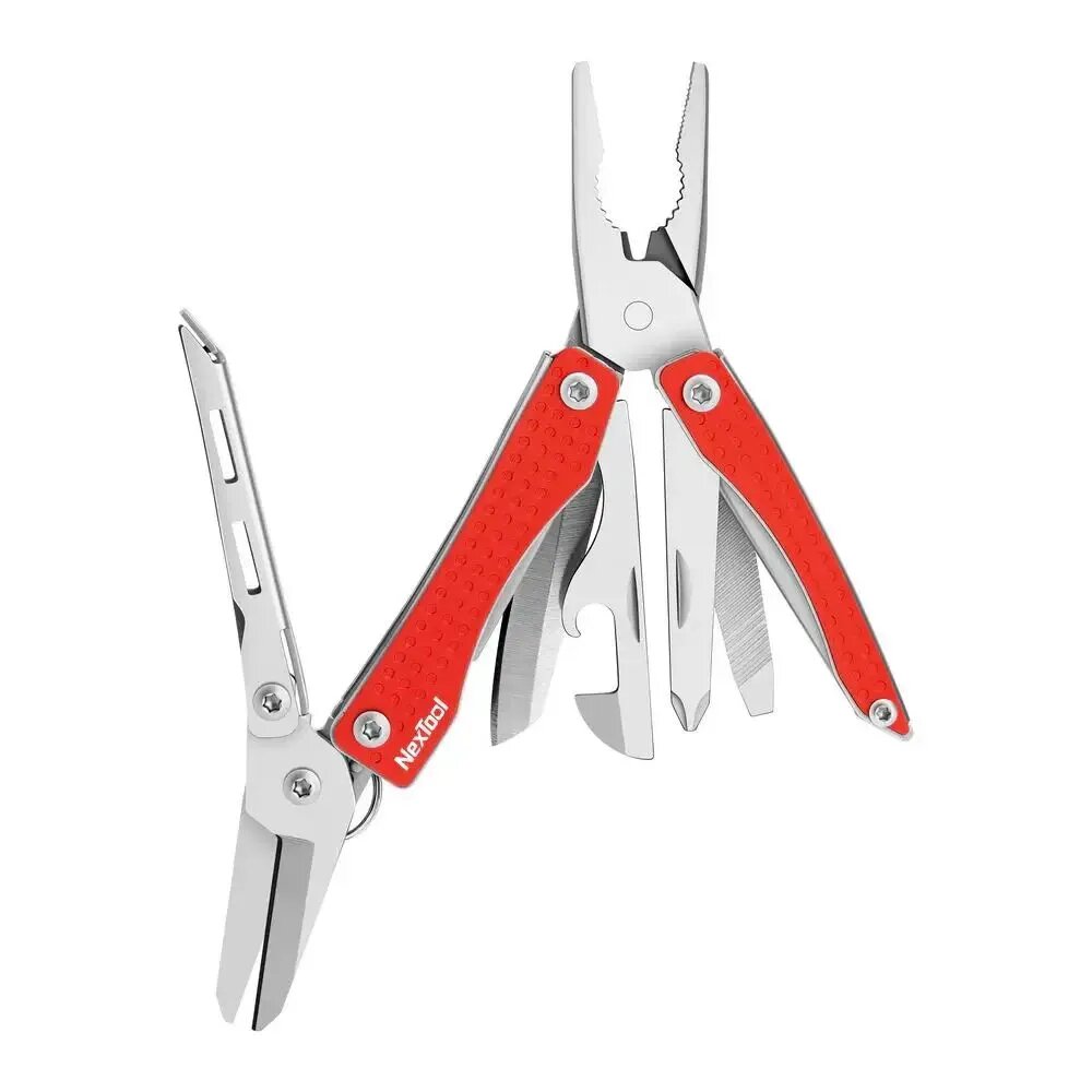 Мини-мультитул NexTool Mini Flagship NE20106: красная нержавейка, 67.5 мм в сложенном виде, кольцо для ключей.