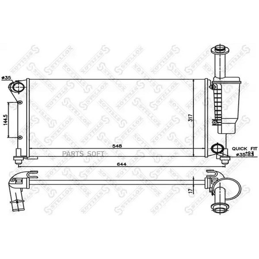 STELLOX 1025406SX 10-25406-SX радиатор системы охлаждения!\ Fiat Panda 1.1i 06>