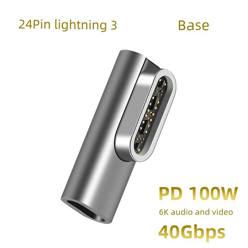 Адаптер Type-C к Thunderbolt 3 с базой, 24-пиновым изогнутым разъемом, без магнитного конца