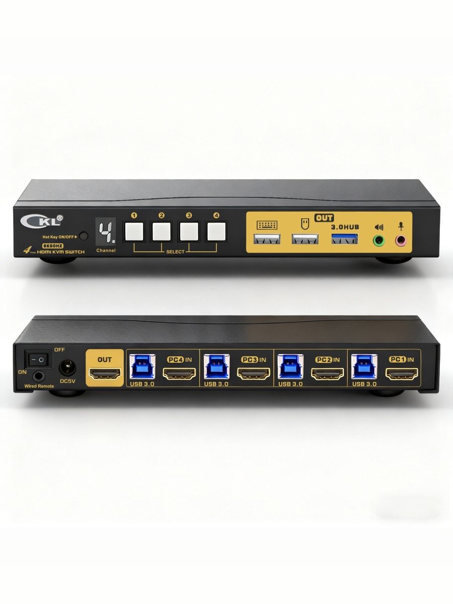8K HDMI 2.1 KVM-переключатель (4 компьютера 1 монитор с EDID) CKL-64HUA-5