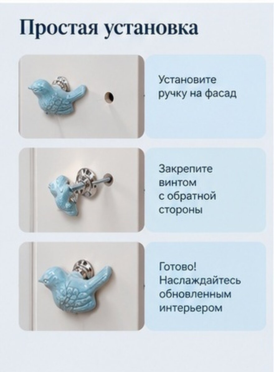 Ручки Для Мебели В Ретро Стиле Из Керамики 2 Штуки 5 5X3 3Cm Синий