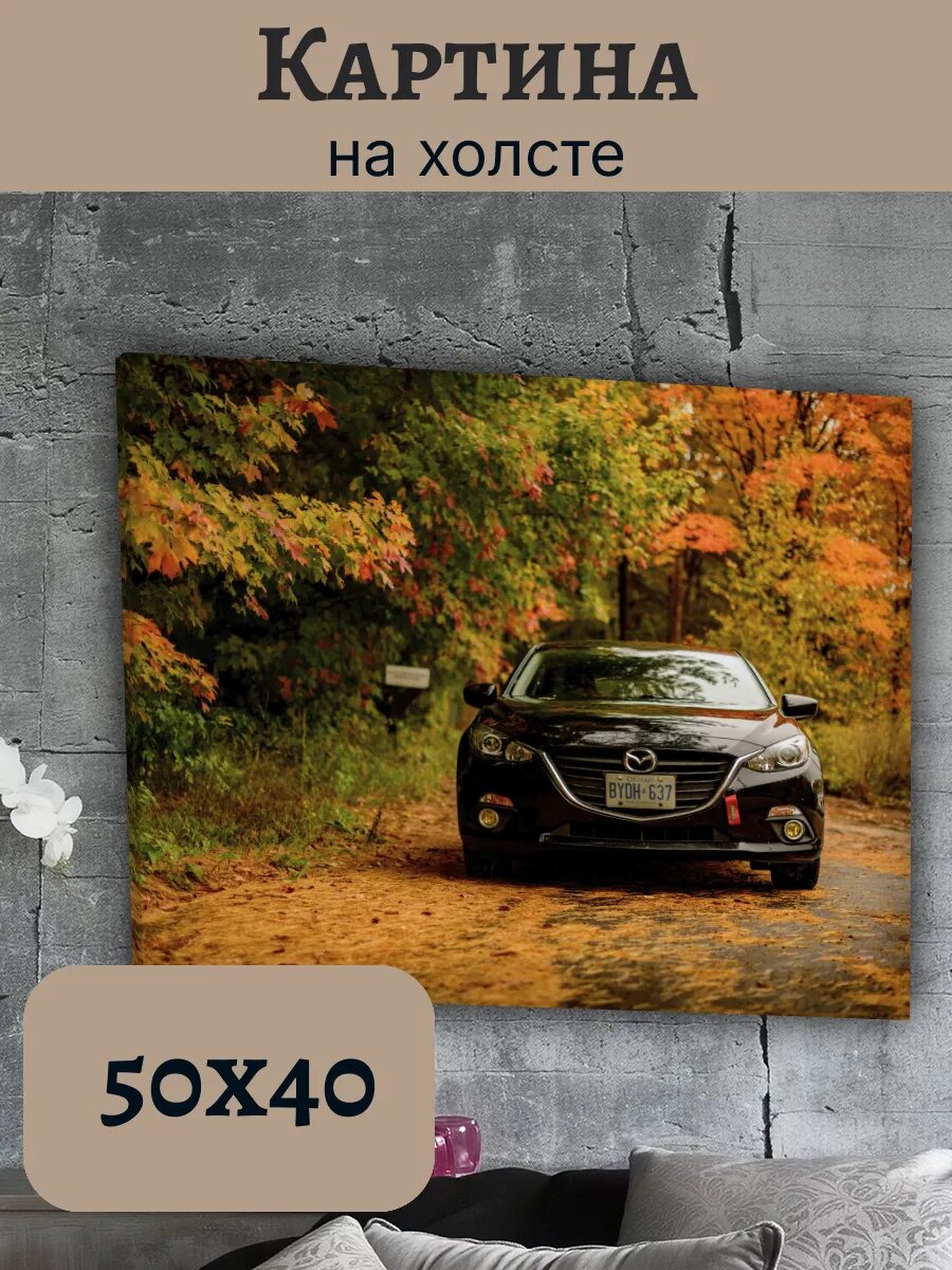 Картина Постер Мазда Mazda 40x50 черный автомобиль