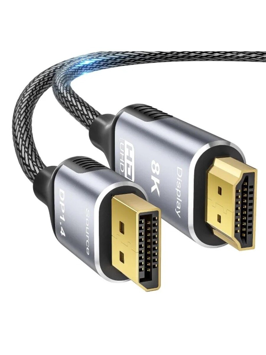 Кабель DisplayPort HDMI 2.1, 2 м, 8K, 4K 240 Гц, черный матовый