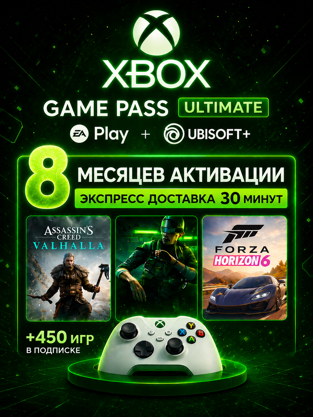 Подписка Xbox Game Pass Ultimate 8 месяцев, активация нового аккаунта на ваше устройство , для Xbox One, Series
