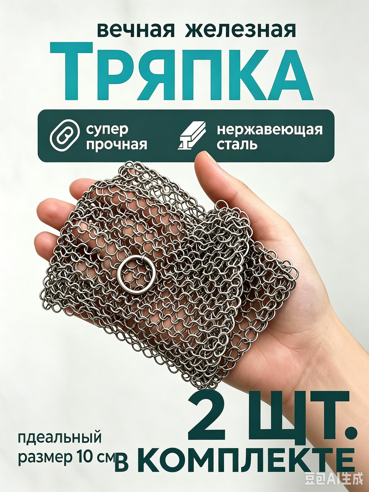 Губка, нержавеющая сталь, 2 шт.