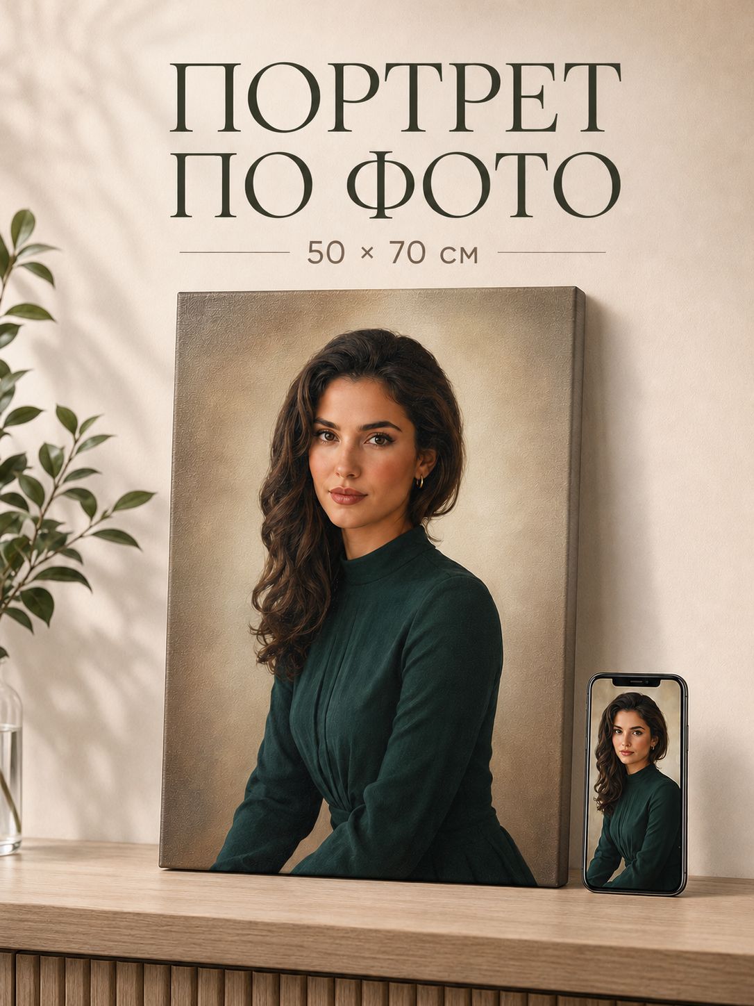 Зеркало ПроАрт Картина по фото на заказ портрет на холсте 50х70 см
