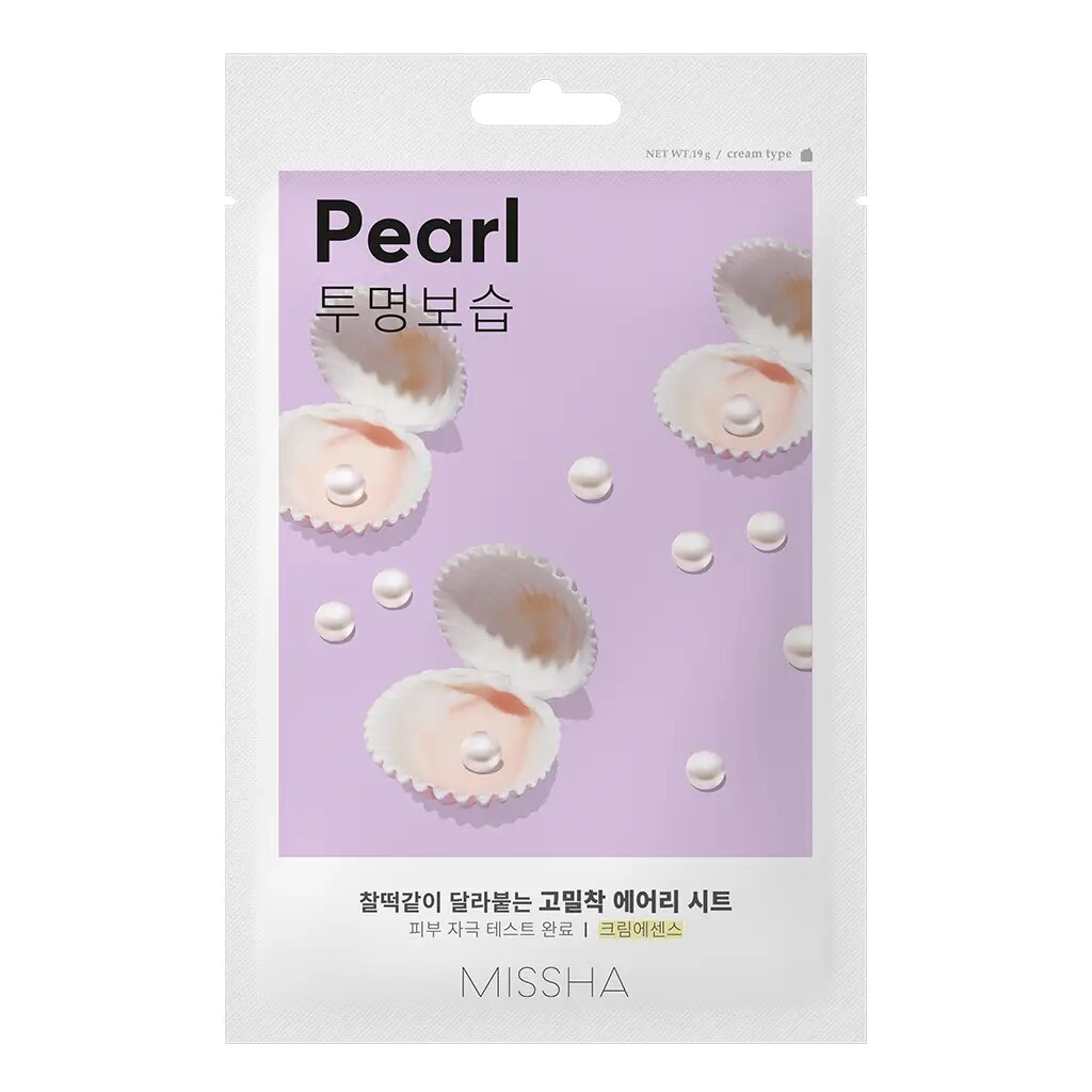 MISSHA Airy Fit Маска для лица с экстрактом жемчуга придающая сияние тусклой коже 19 г 1 шт